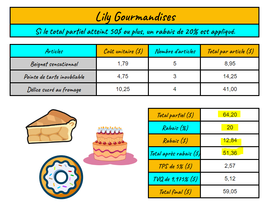 tableursmath: 2.4 Facture, rabais et taxes | Campus RÉCIT